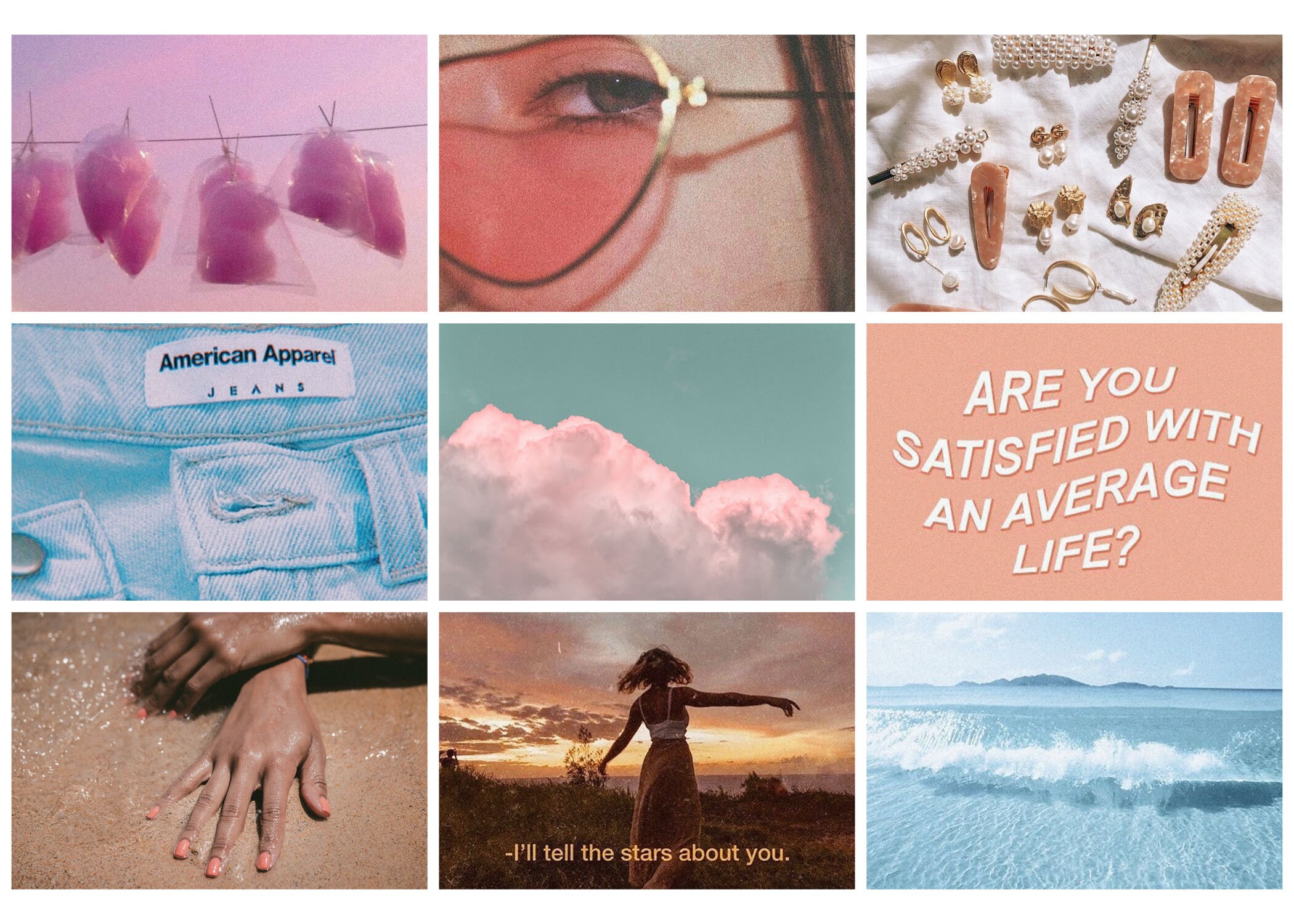 Pastel Pink Blue Wall Collage Kit VSCO Photo Wall Aesthetic Prints ...