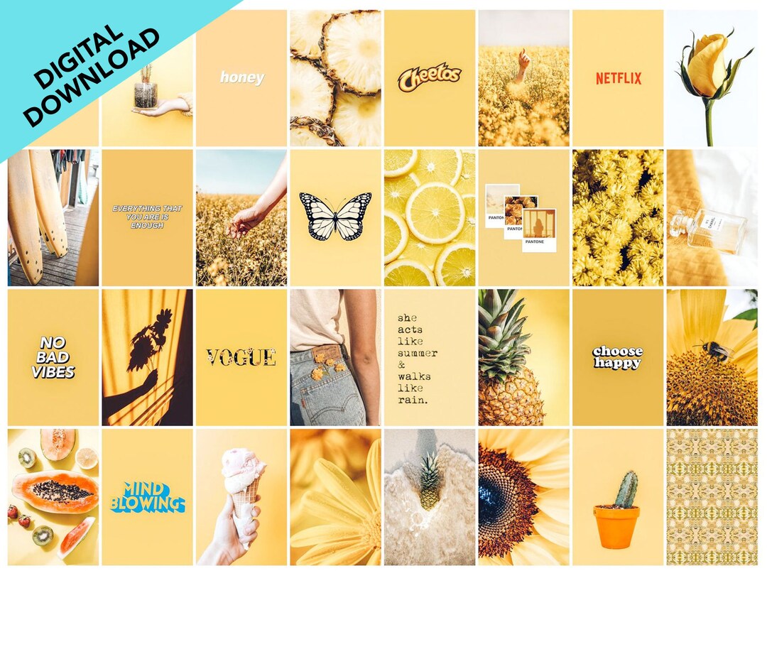 Yellow VSCO Wall Collage Kit Photo Wall Aesthetic Prints Summer ...