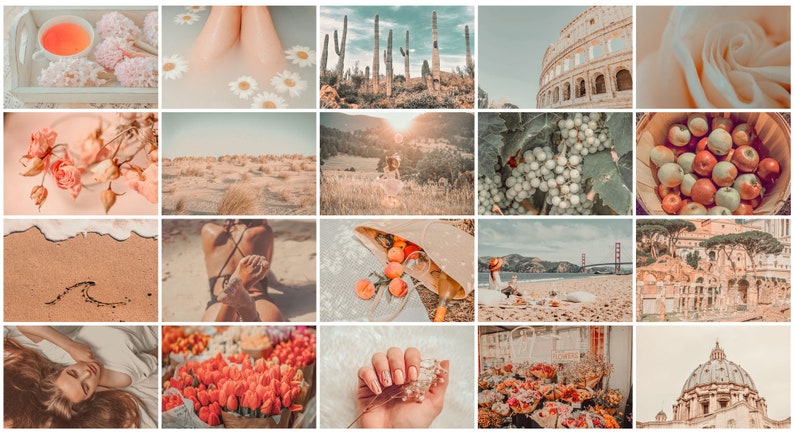 Soft Peach Vsco Wall Collage Kit Photo Wall Aesthetic Prints College