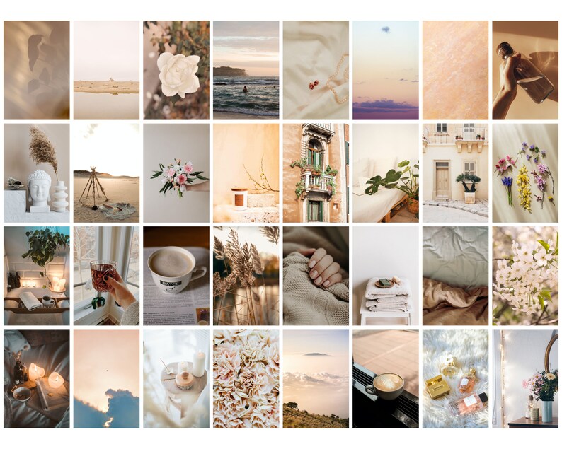 Dreamy Beige Calming VSCO Wall Collage Kit Photo Wall Aesthetic Prints ...
