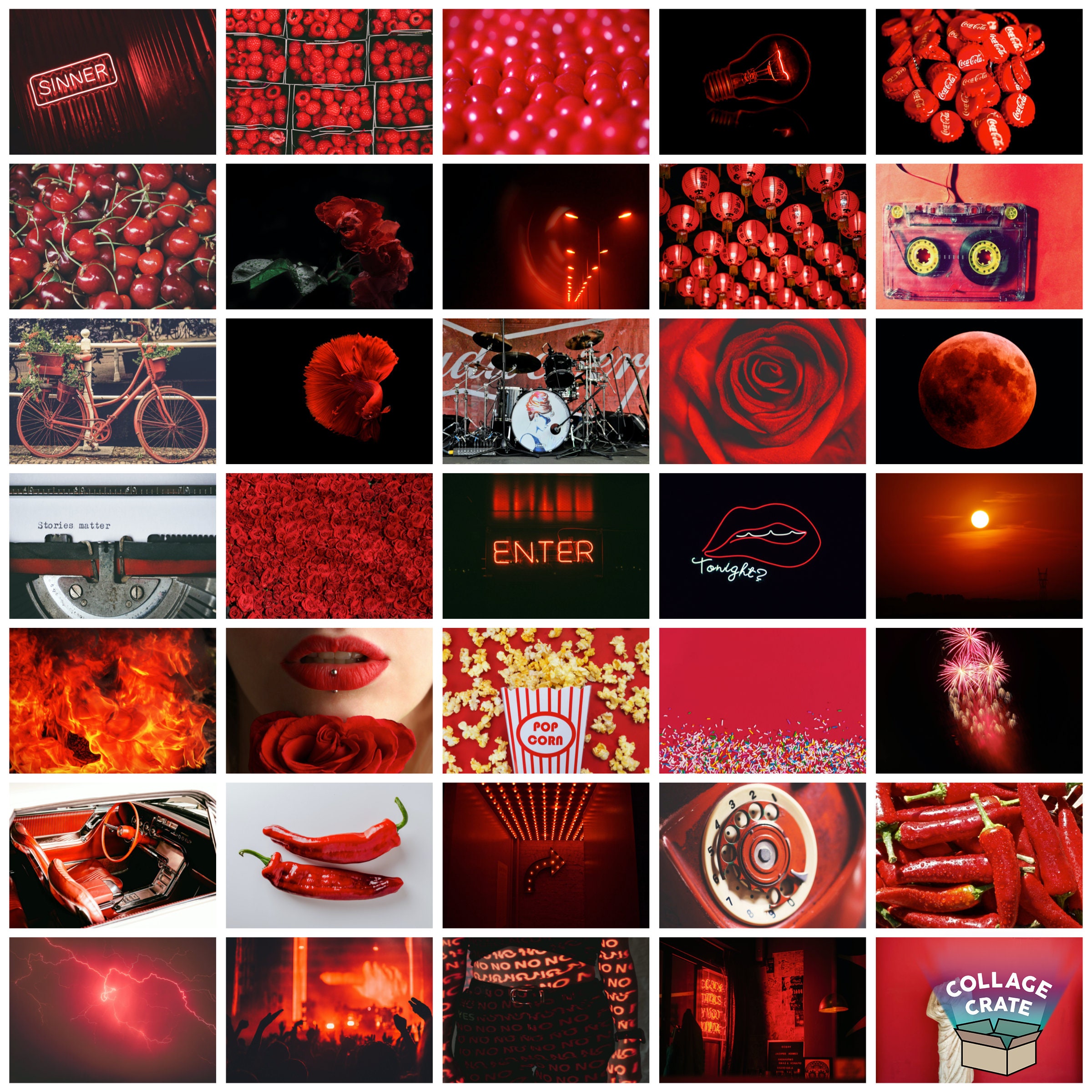 Red VSCO Wall Collage Kit Photo Wall Aesthetic Prints - College Dorm ...