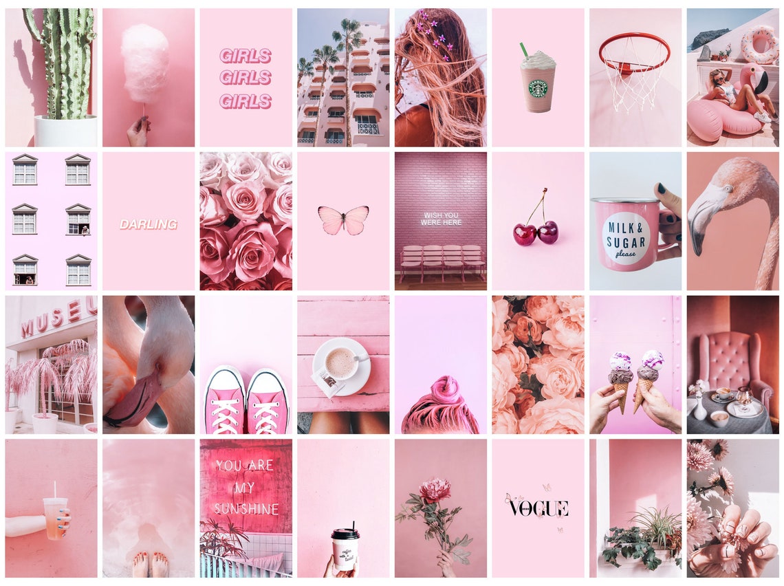 Pink 2 VSCO Wall Collage Kit Photo Wall Aesthetic DIGITAL | Etsy