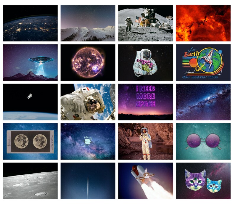 Vintage Space Cosmic VSCO Wall Collage Kit Photo Wall Aesthetic Prints ...