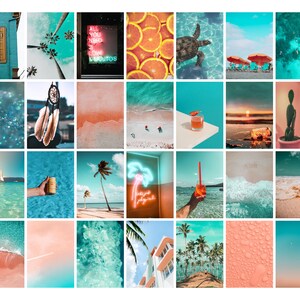 Summer Vibes VSCO Wall Collage Kit Beach Blue Orange Peach Photo Wall ...
