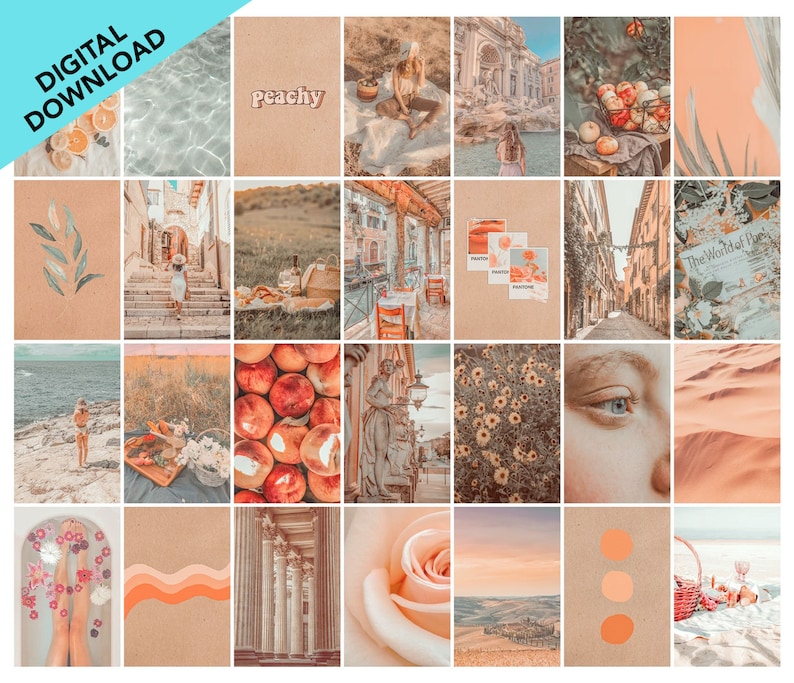 Soft Peach VSCO Wall Collage Kit Photo Wall Aesthetic Prints College ...