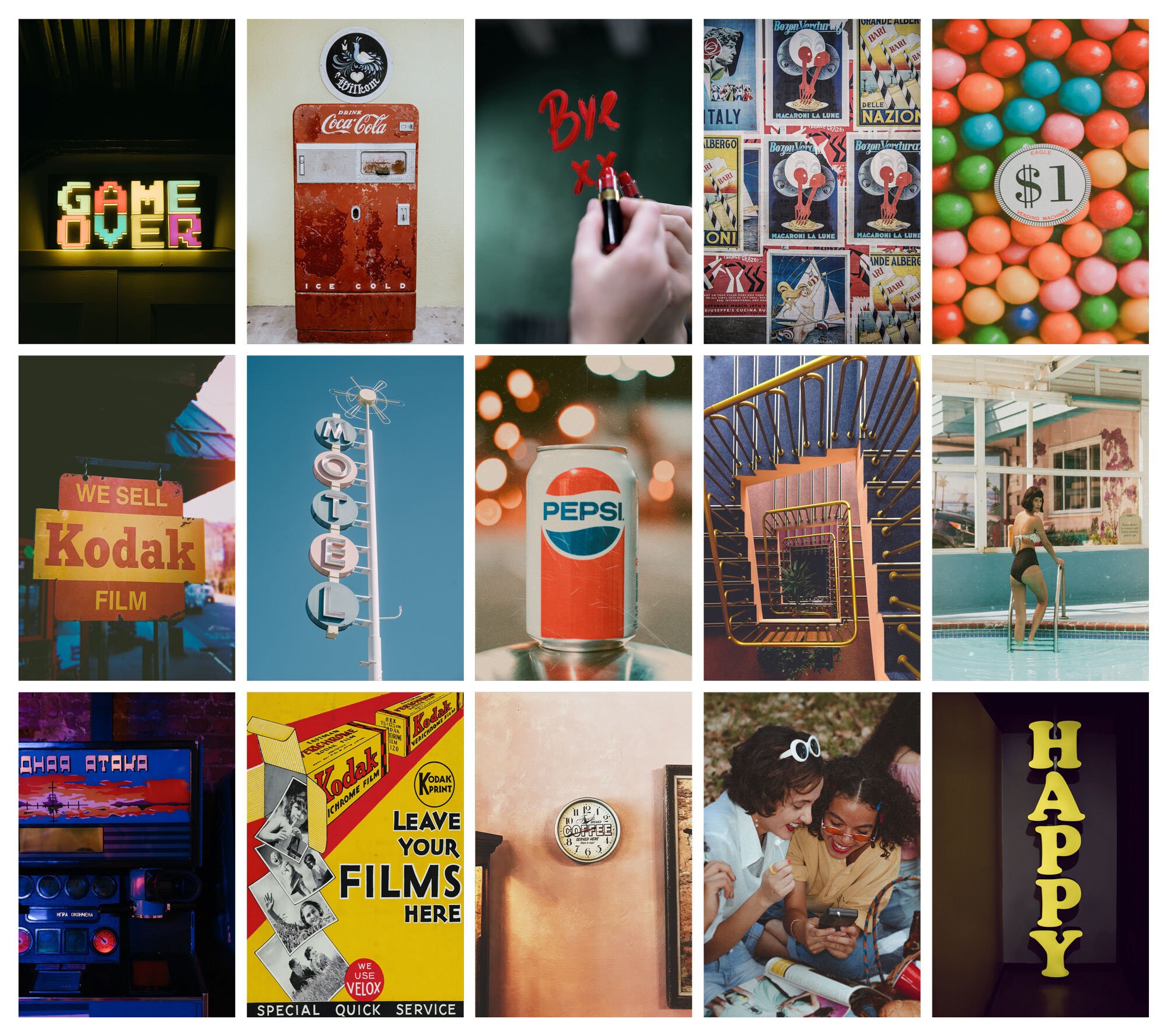 Retro VSCO Wall Collage Kit Vintage Photo Wall Aesthetic | Etsy