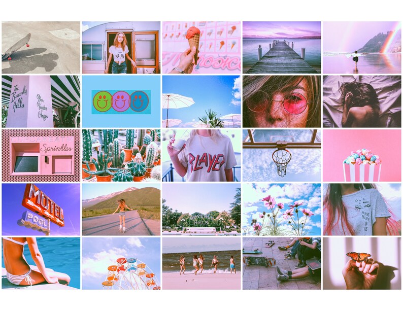 Teen Retro Vintage VSCO Wall Collage Kit Photo Wall Aesthetic Prints ...