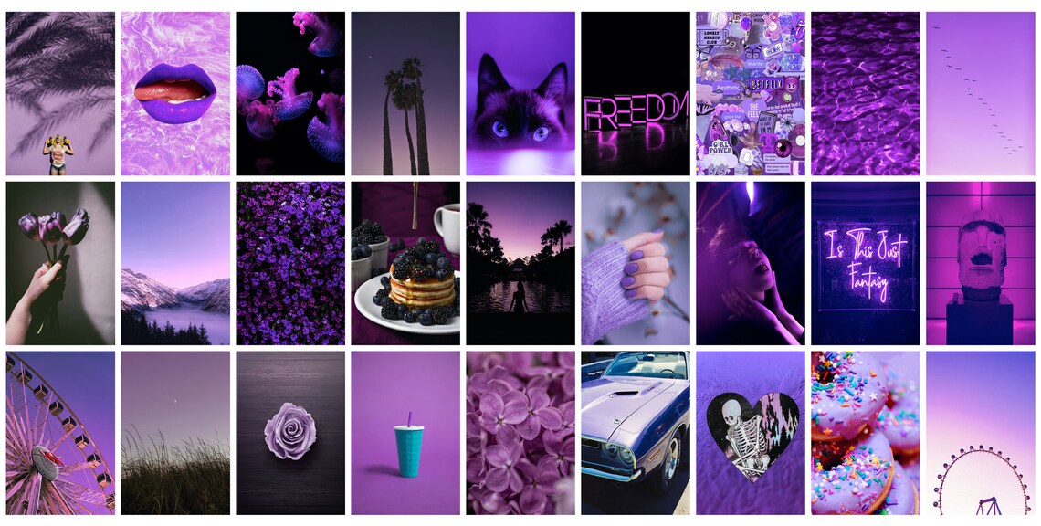 Purple VSCO Wall Collage Kit Photo Wall Aesthetic Prints Dorm Art ...
