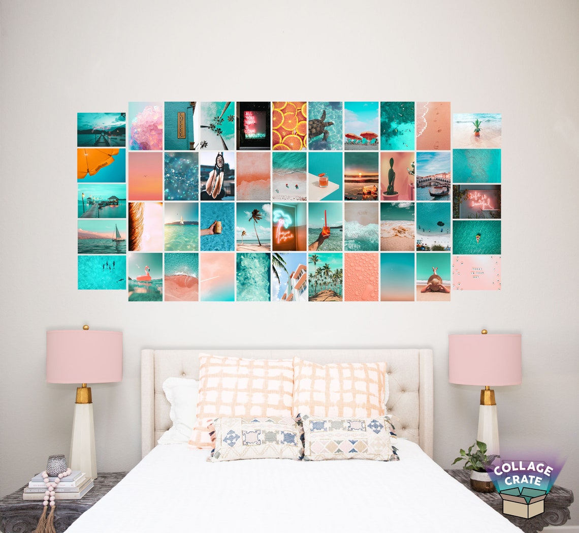 Summer Vibes VSCO Wall Collage Kit Beach Blue Orange Peach Photo Wall ...