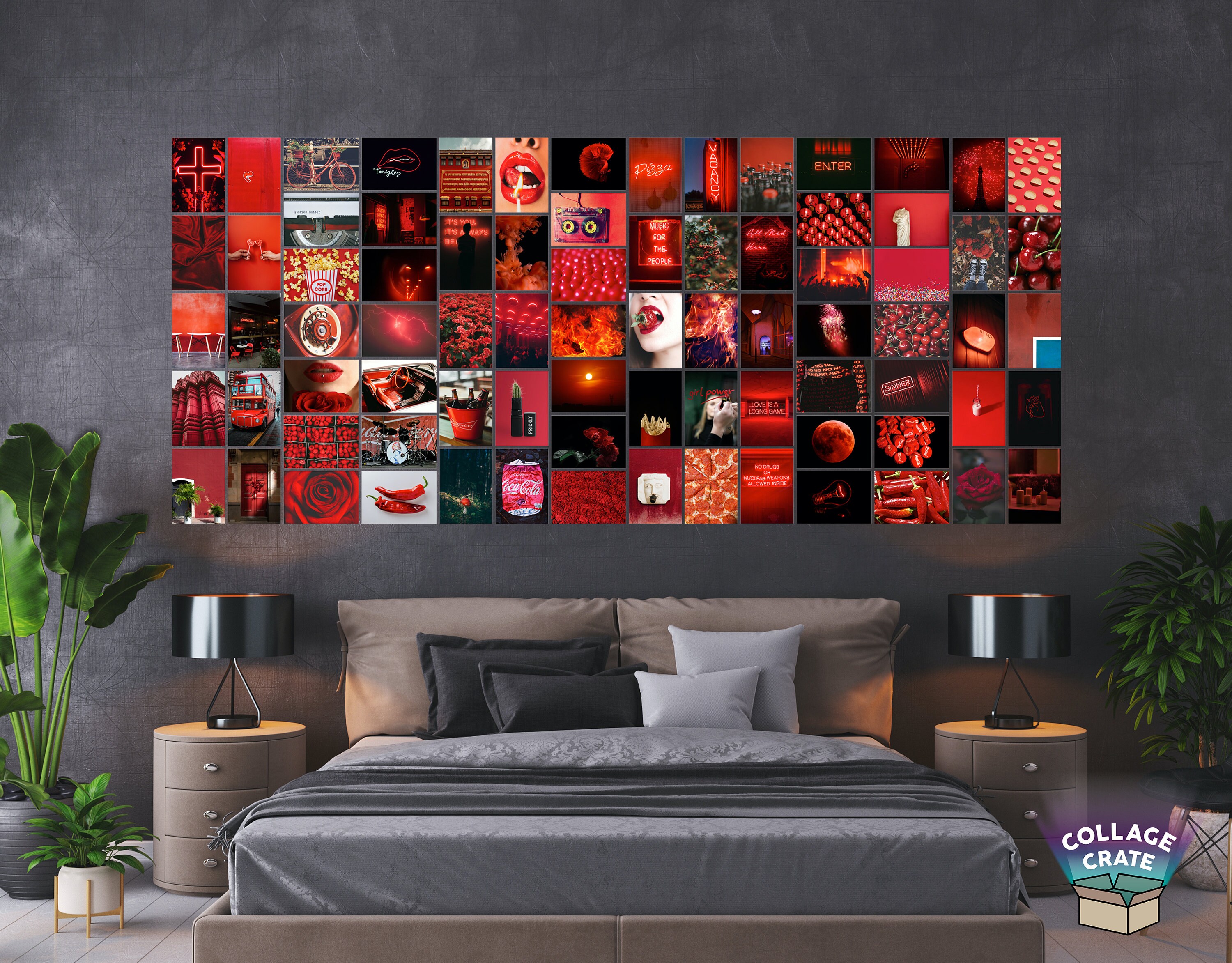 Red VSCO Wall Collage Kit Photo Wall Aesthetic Prints - College Dorm ...
