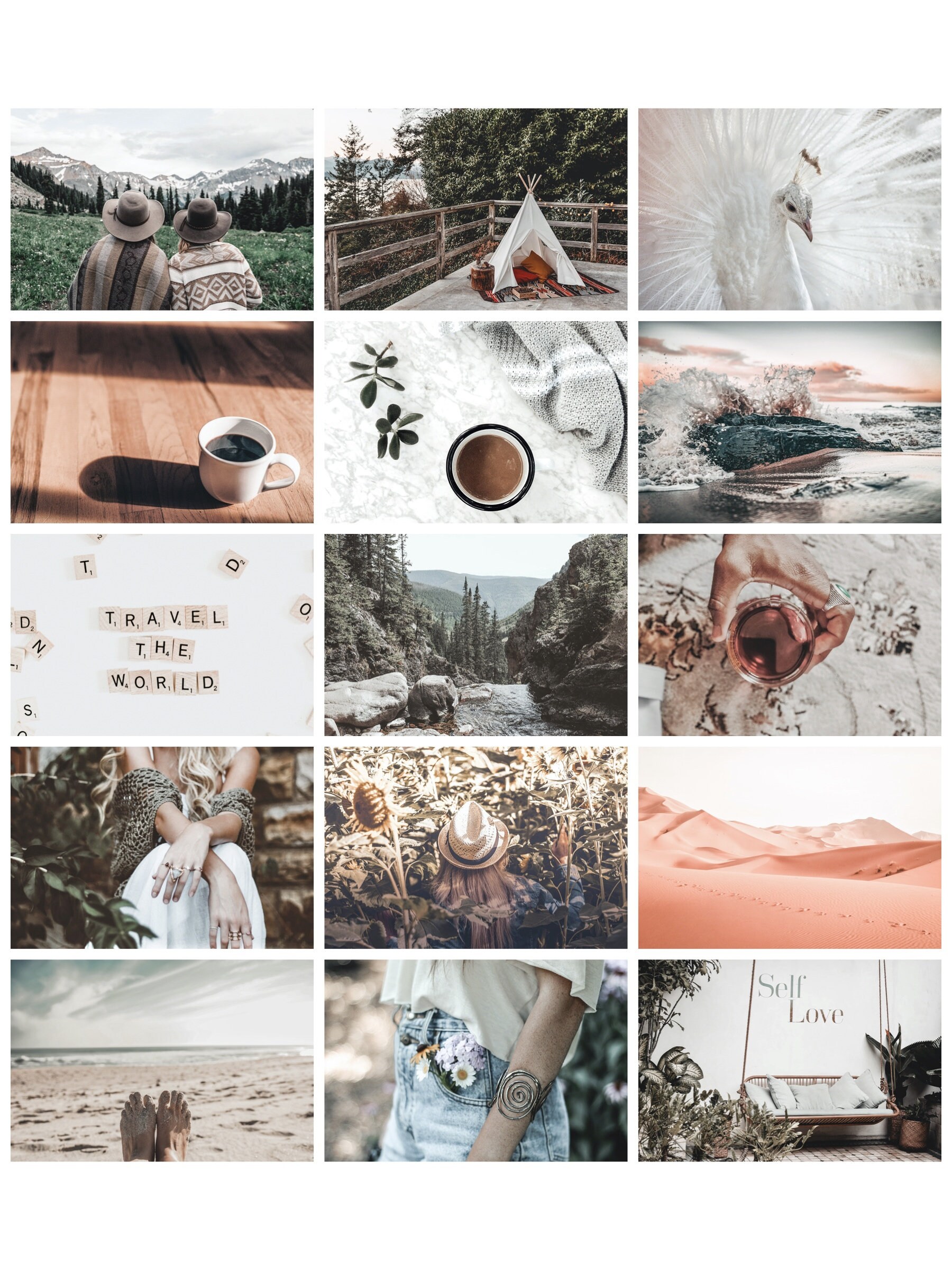 Boho VSCO Wall Collage Kit Photo Wall Aesthetic Prints - Earthy ...