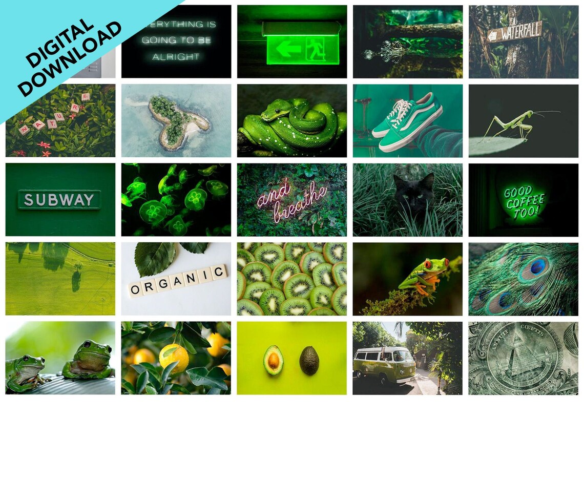 Green VSCO Wall Collage Kit Photo Wall Aesthetic Prints Dorm - Etsy