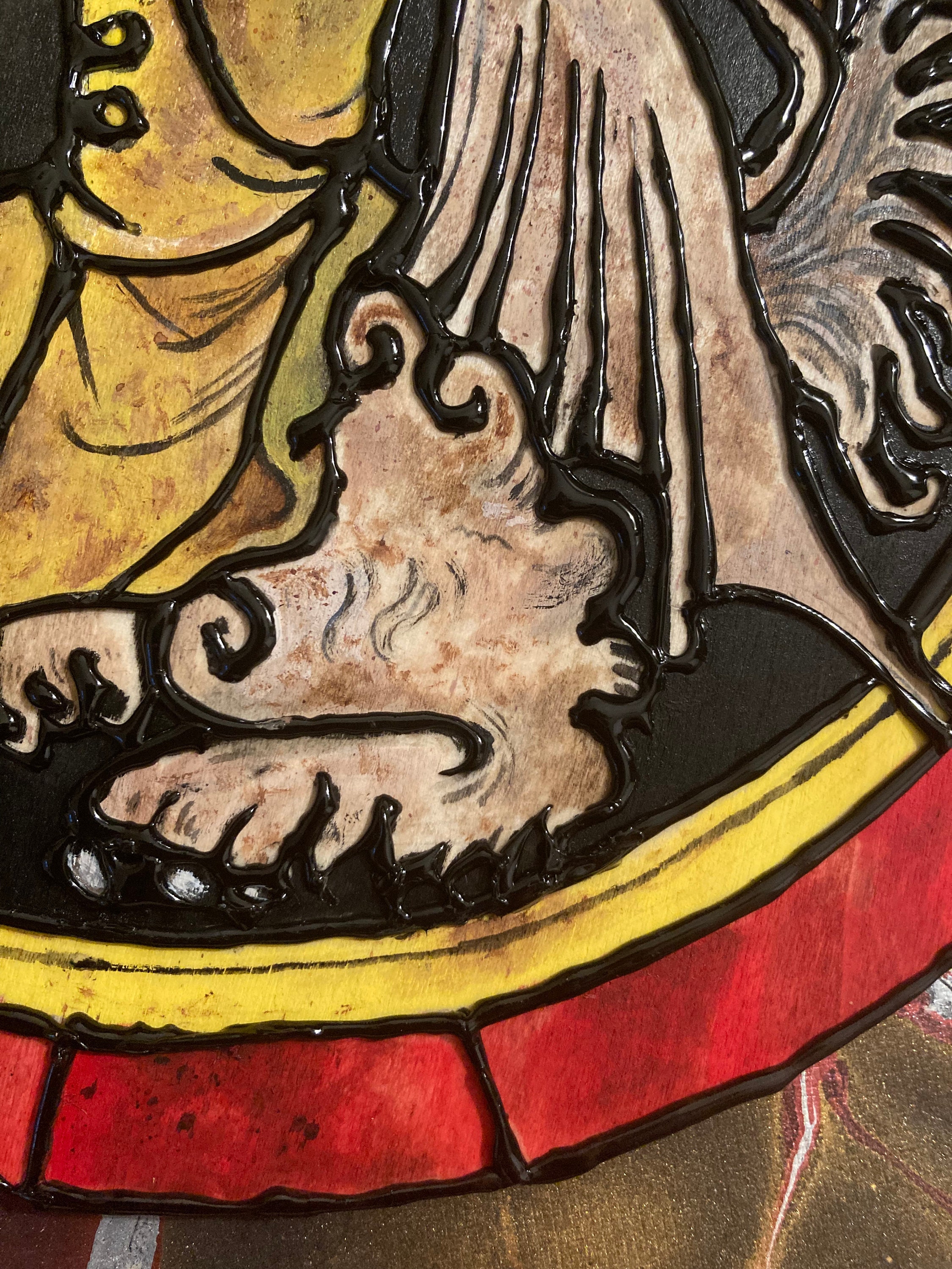 12" Diameter Hand-painted Medieval Grotesque “stained Glass” Roundel - Etsy