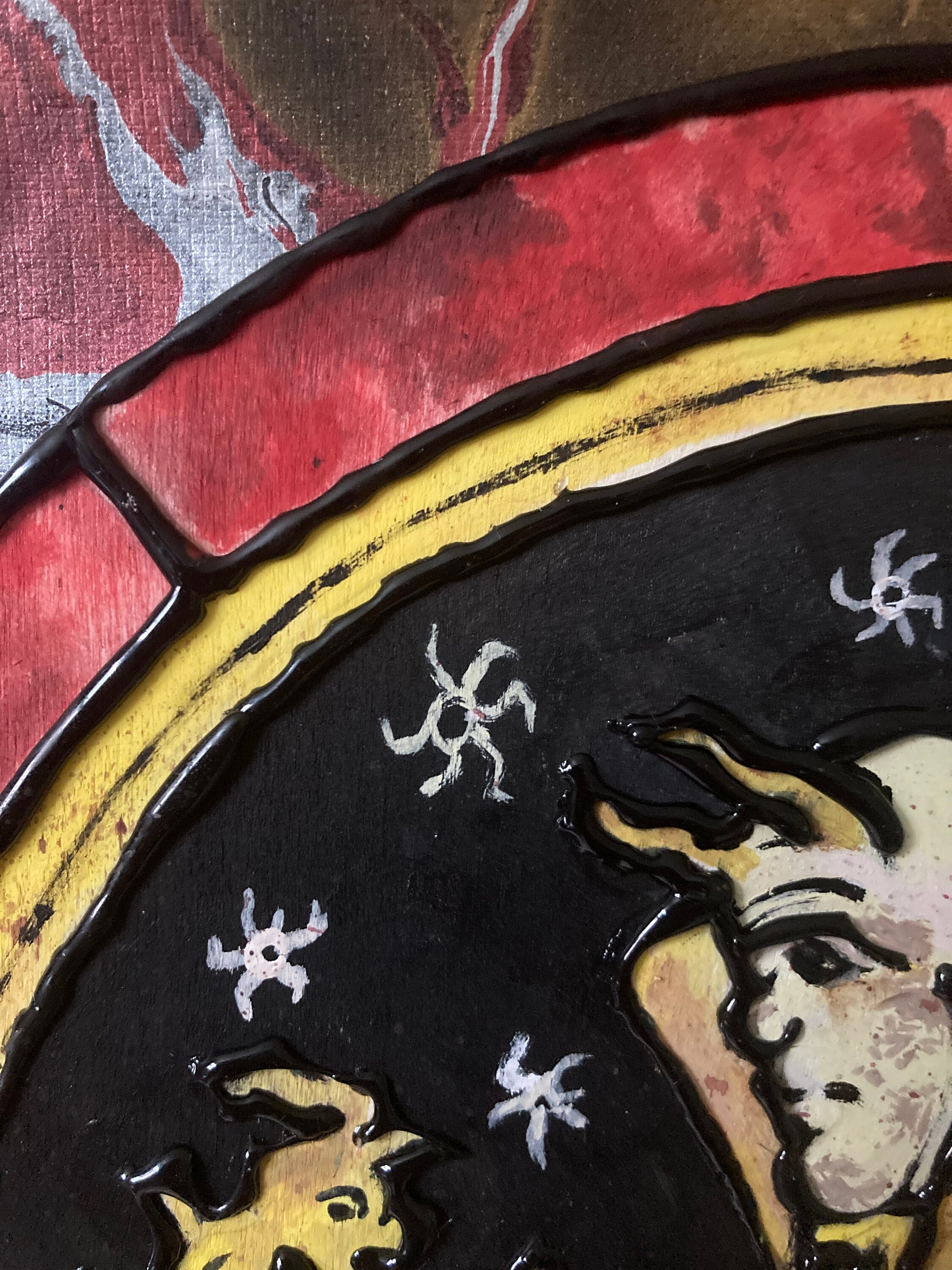 12" Diameter Hand-painted Medieval Grotesque “stained Glass” Roundel - Etsy