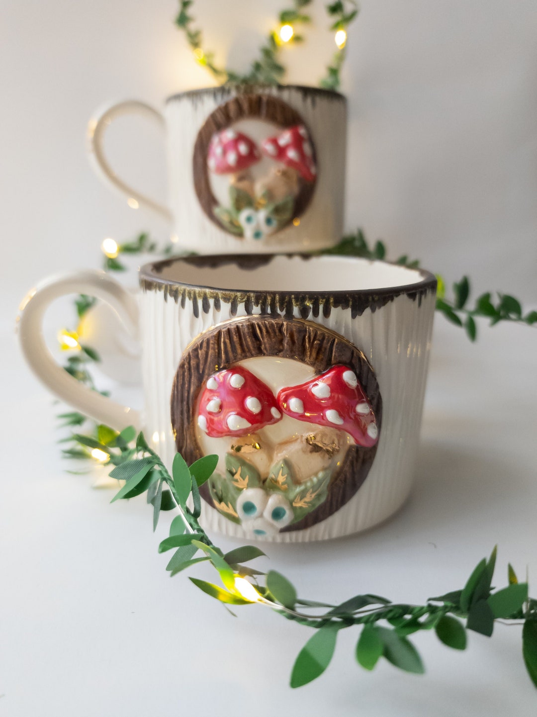 Handmade Mushroom Mug – 3D Toadstool Cup for Cottagecore & Fairycore ...