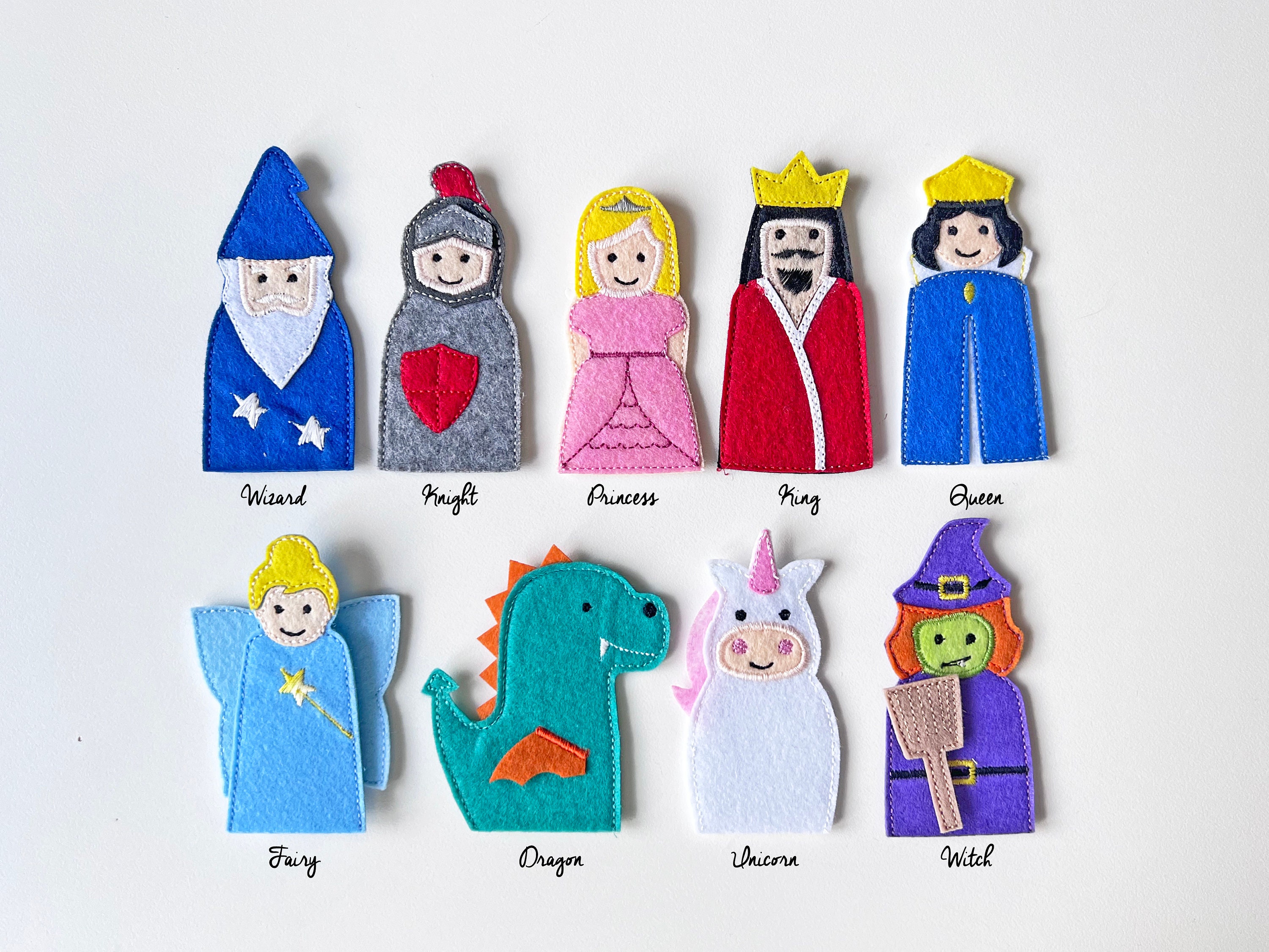 Felt Finger Puppets * Fairy Tales ( King, Queen, Knight, Princess ...