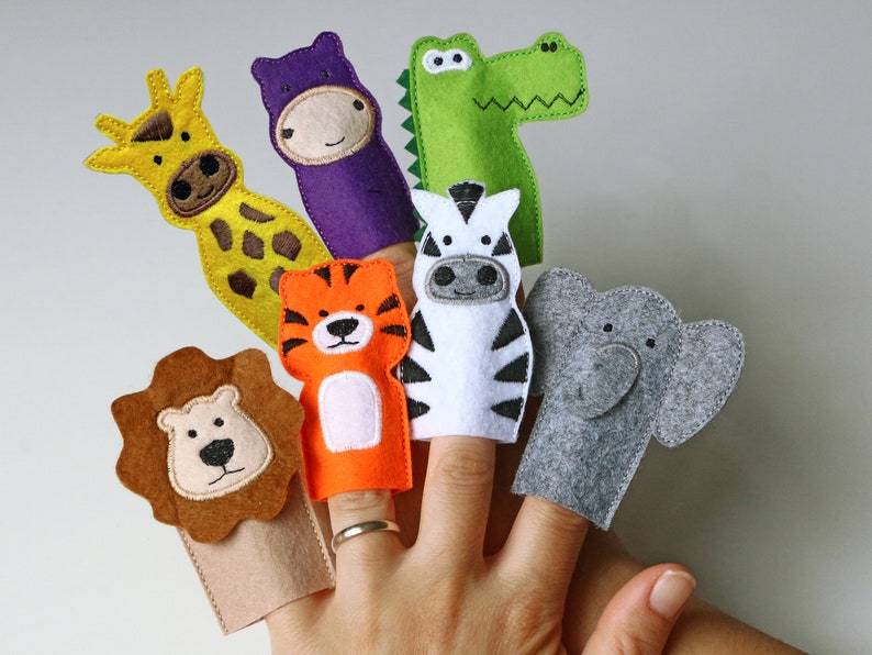 Felt Finger Puppets African Wild Animals giraffe hippo - Etsy