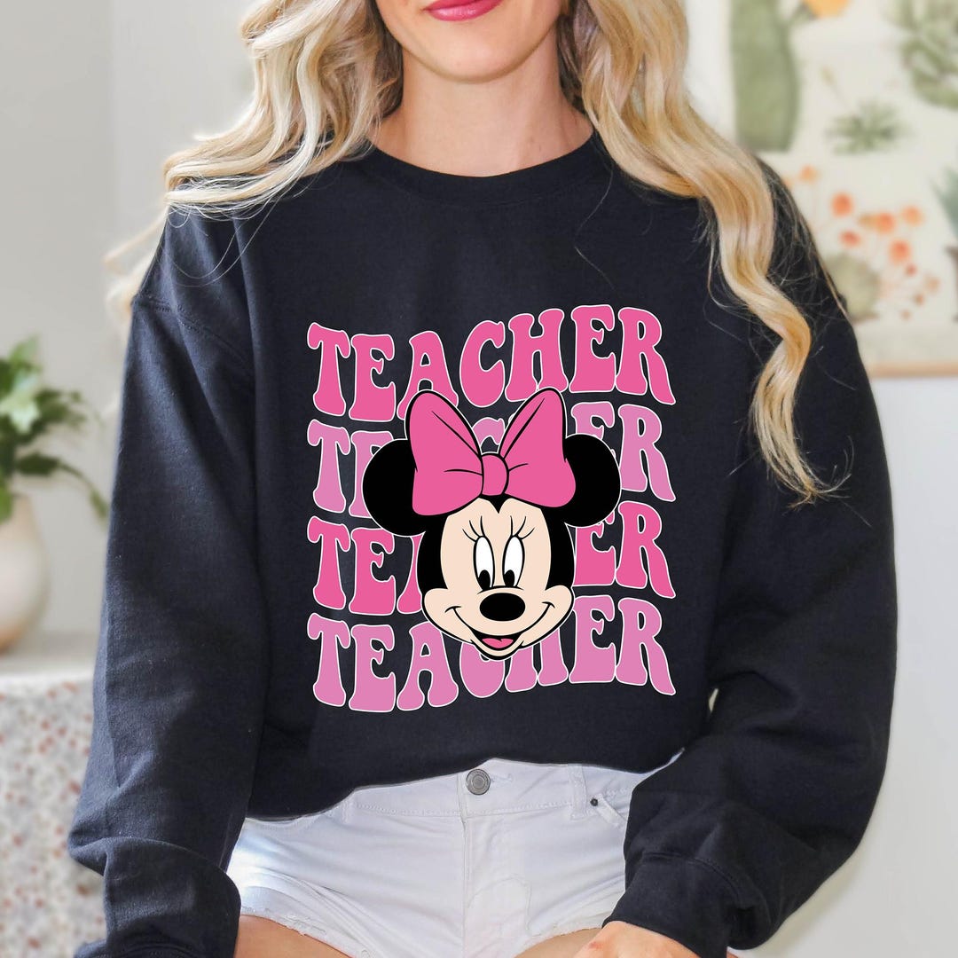 Minnie Teacher Sweatshirt, Disney Minnie Head Sweatshirt, Cute Teacher ...