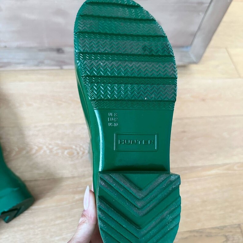 HUNTER Green Gloss Tall Rain Boots Size 10 - Etsy