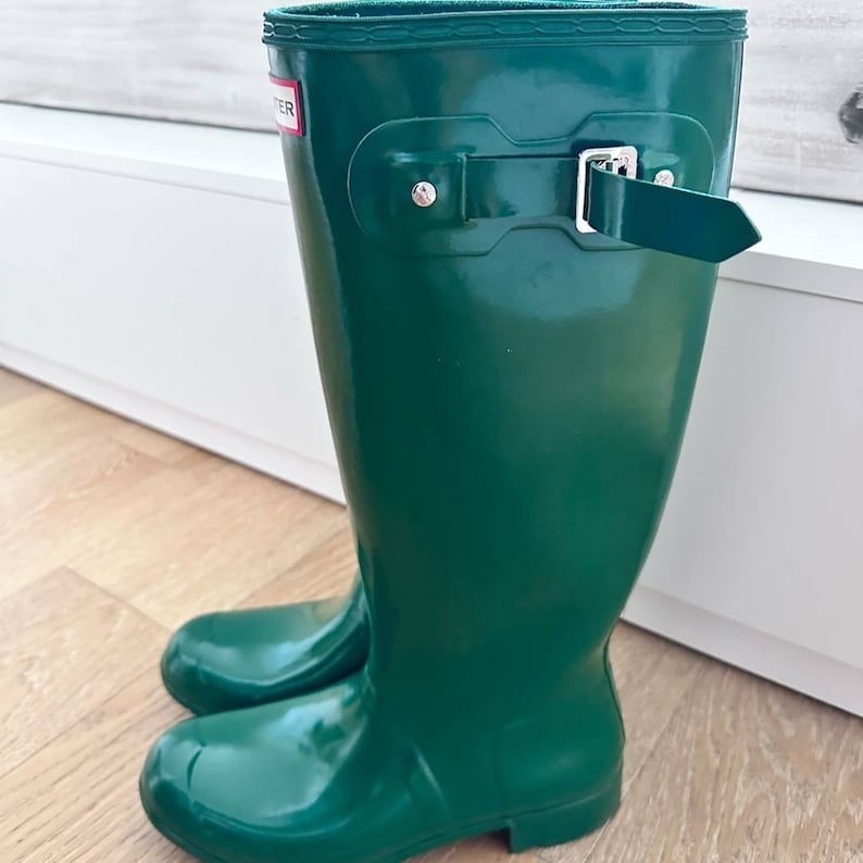 HUNTER Green Gloss Tall Rain Boots Size 10 - Etsy