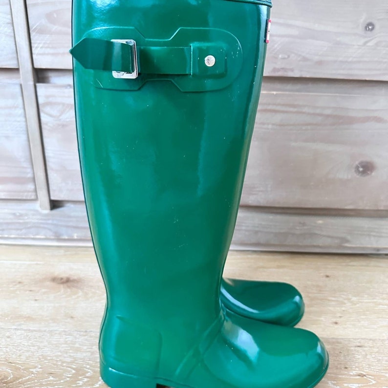 HUNTER Green Gloss Tall Rain Boots Size 10 - Etsy
