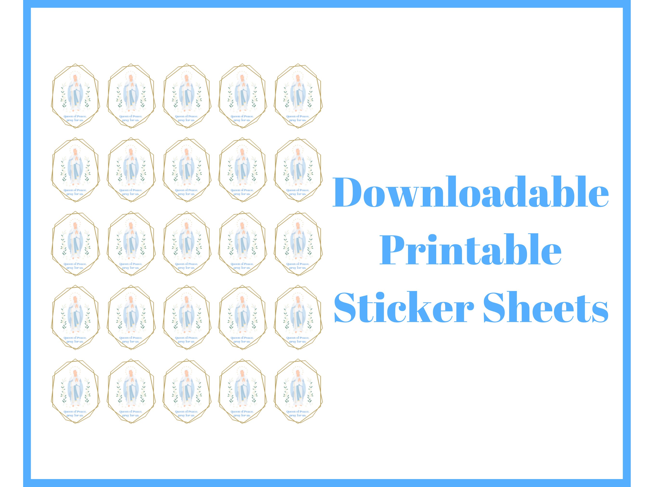 Catholic Printable Sticker Sheet Blessed Mother Stickers - Etsy