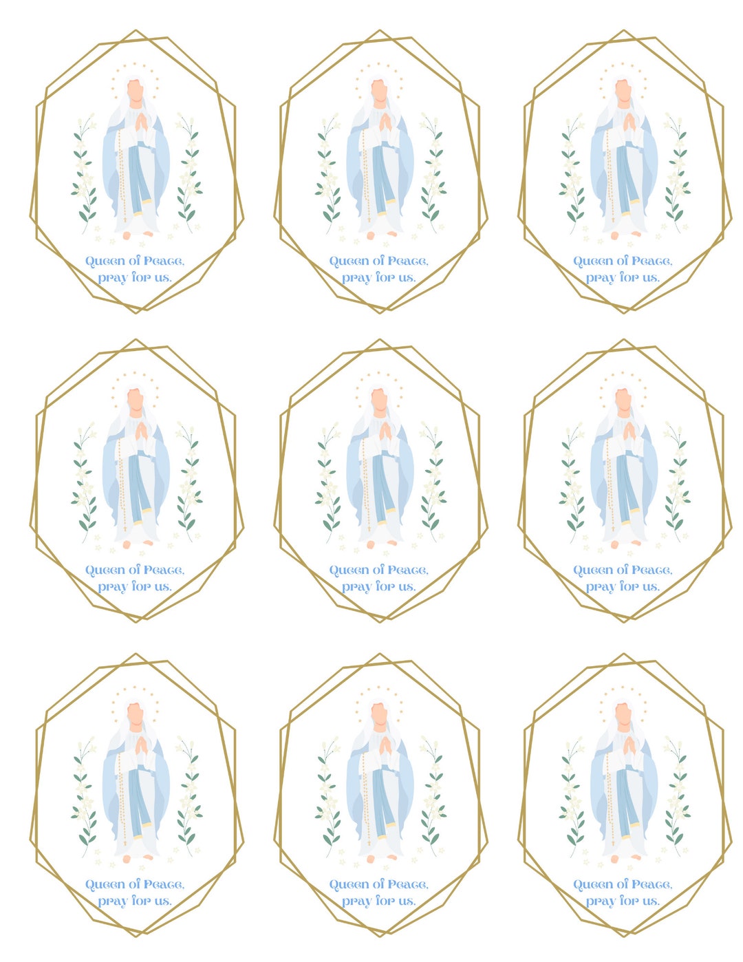 Catholic Printable Sticker Sheet, Blessed Mother Stickers, Catholic ...