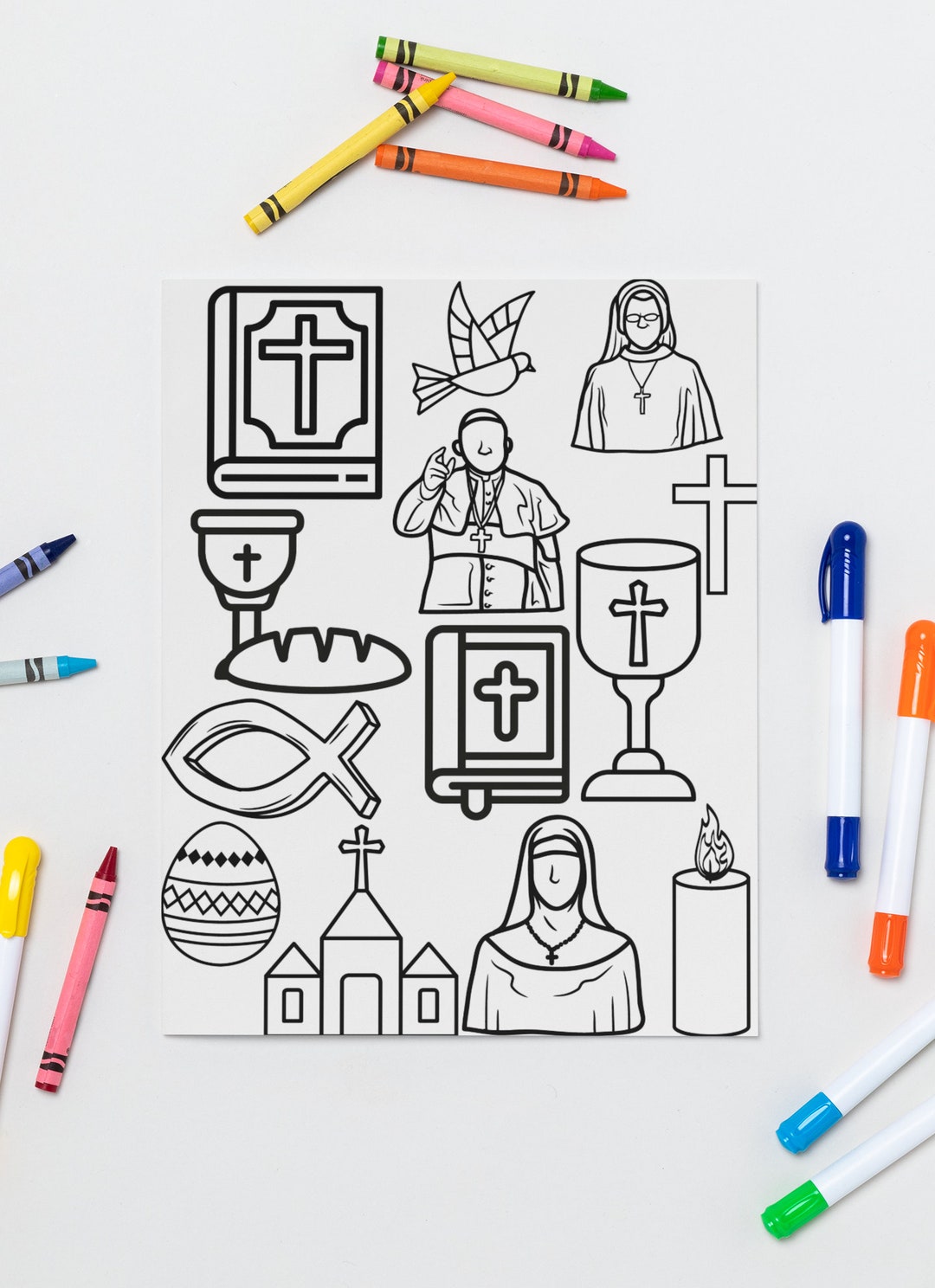 Catholic Coloring Sticker Sheets: Christian Classroom Activity (digital ...