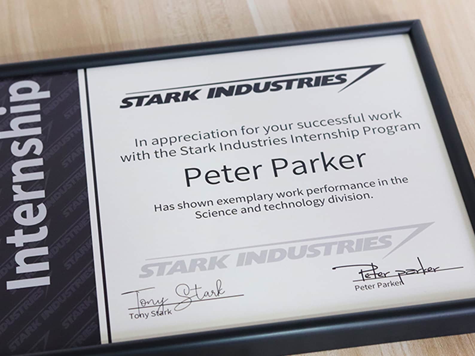 Custom Stark Internship Certificate Spiderman Certificate - Etsy