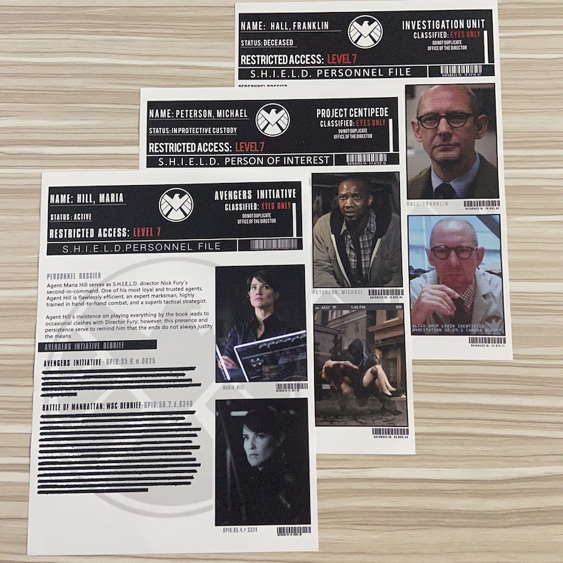 Agents File S.H.I.E.L.D. Secret File With ID Cards Paper Props - Etsy ...