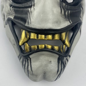Hannya Mask White and Black Samurai Mask Crying Hannya Halloween Demon ...