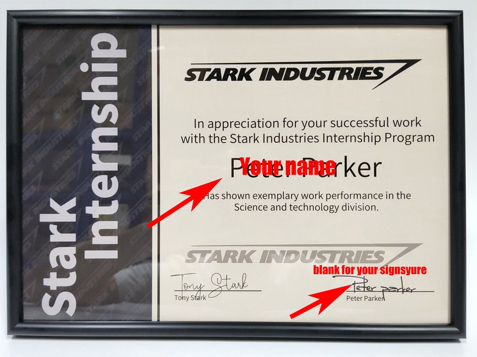 Custom Stark Internship Certificate Spiderman Certificate - Etsy