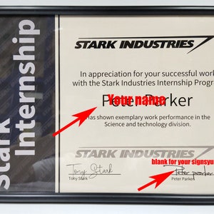 Custom Stark Internship Certificate, Spiderman Certificate, Iron Man ...