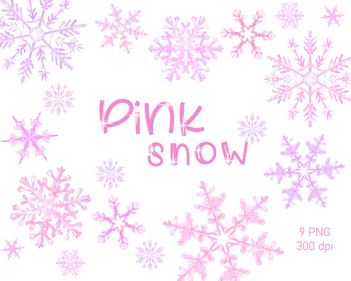 Snowflake Clipart, Winter Clipart, Pink, Christmas, Watercolor Clipart ...