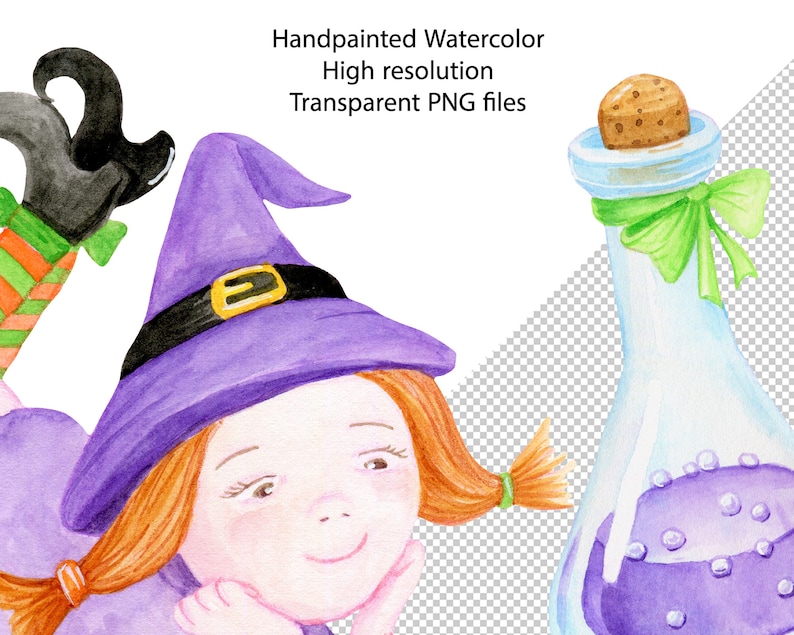 Halloween Clipart Cute Watercolor Clipart Halloween Clipart - Etsy