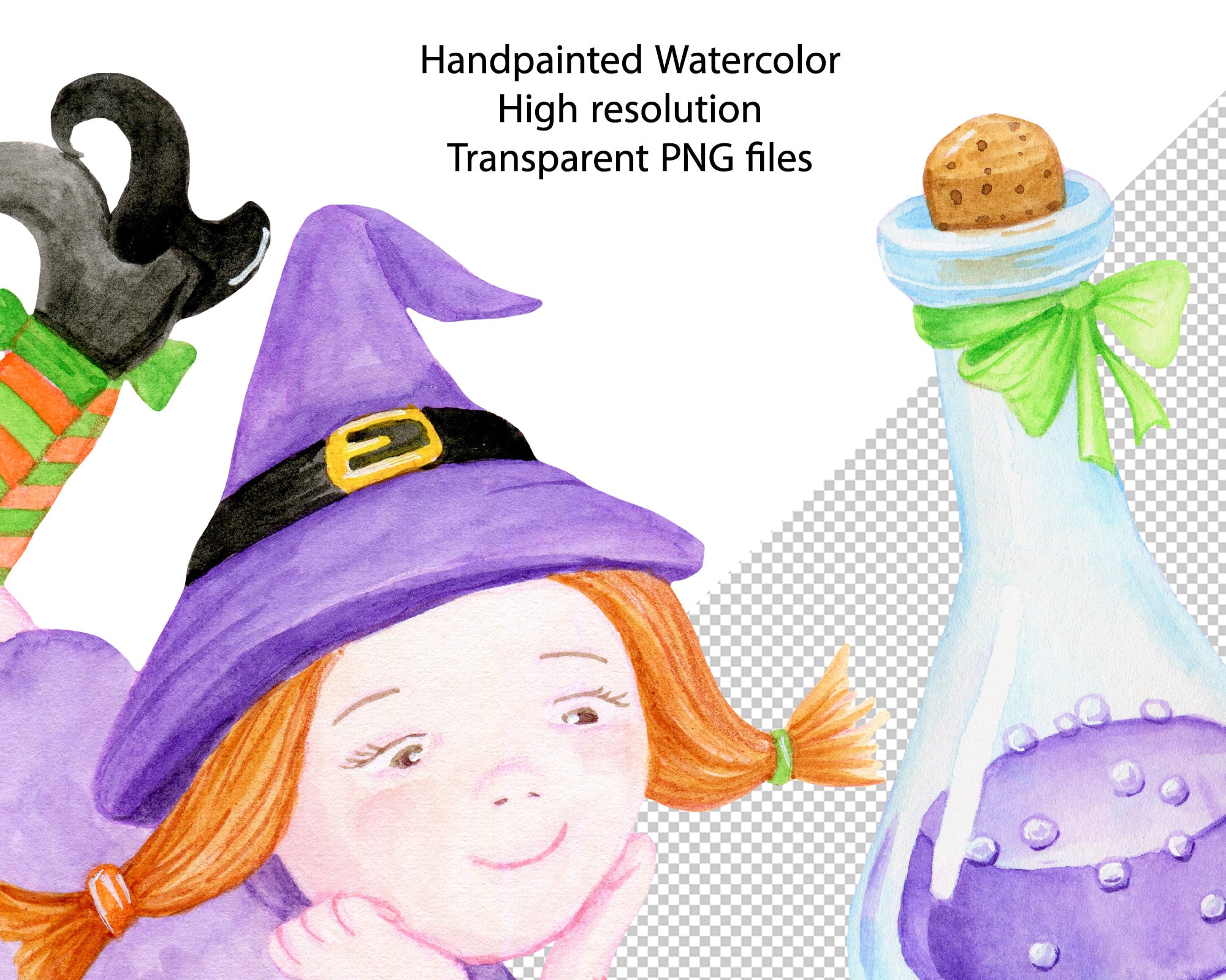 Halloween Clipart Cute Watercolor Clipart Halloween Clipart - Etsy
