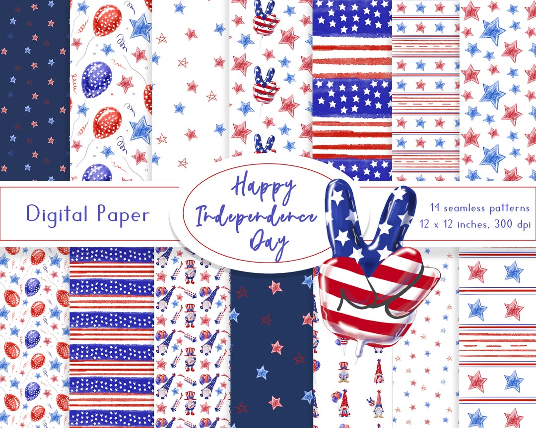 Independence Day Digital Paper, 4th of July Digital Paper, Seamless ...