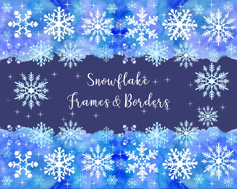 Snowflake Clipart, Christmas Frames Clipart, Winter Clipart, Christmas ...