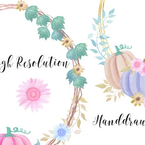 Thanksgiving Clipart Autumn Pumpkin Clipart Floral | Etsy