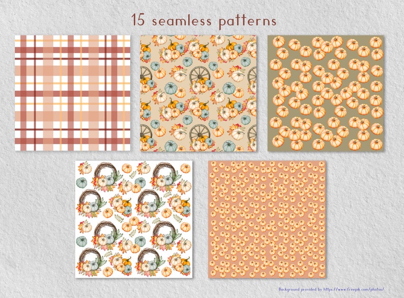 Thanksgiving Fall Digital Paper, Rustic Pumpkin Seamless Pattern ...