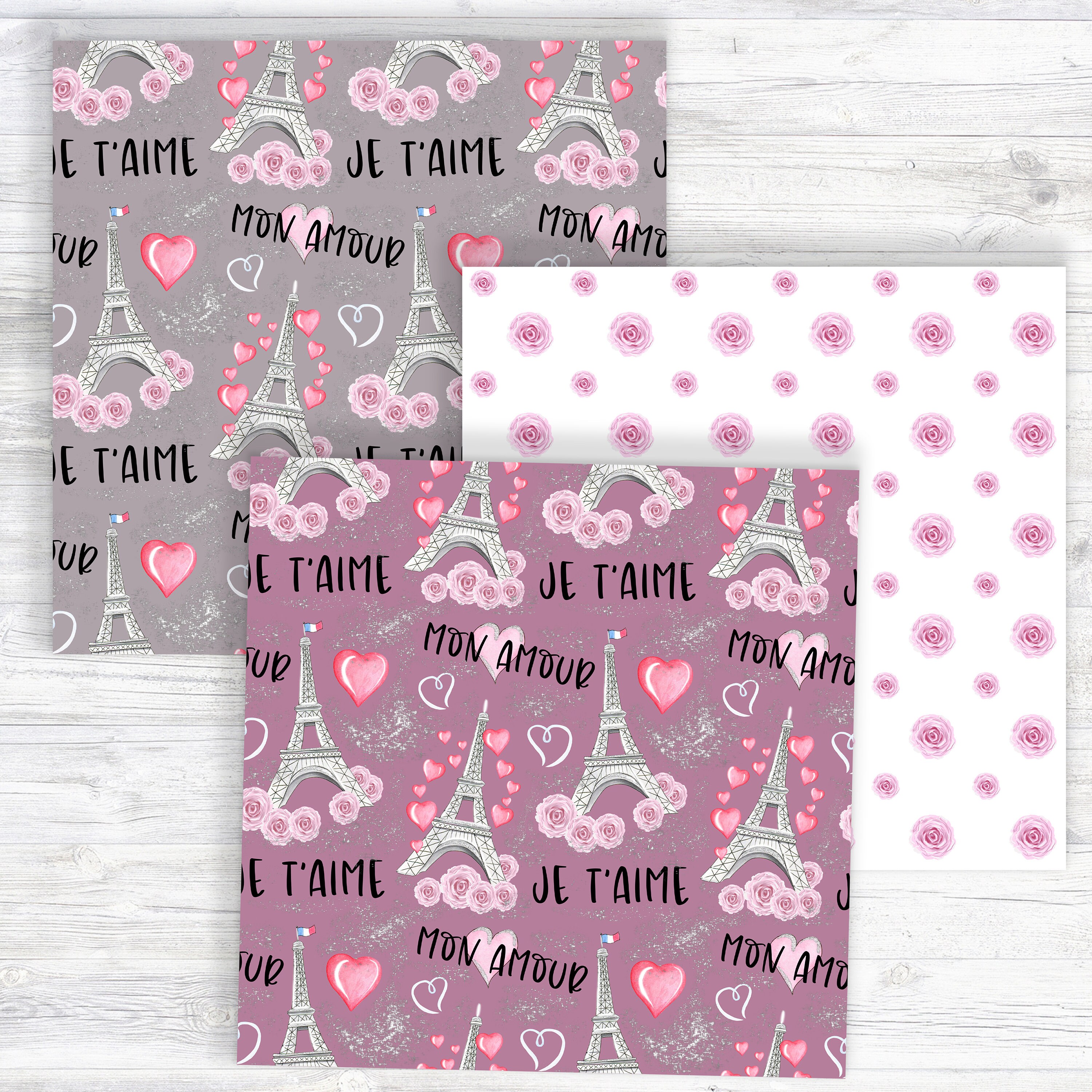 Paris Digital Paper, Paris Clipart, Valentines Day Digital Paper ...