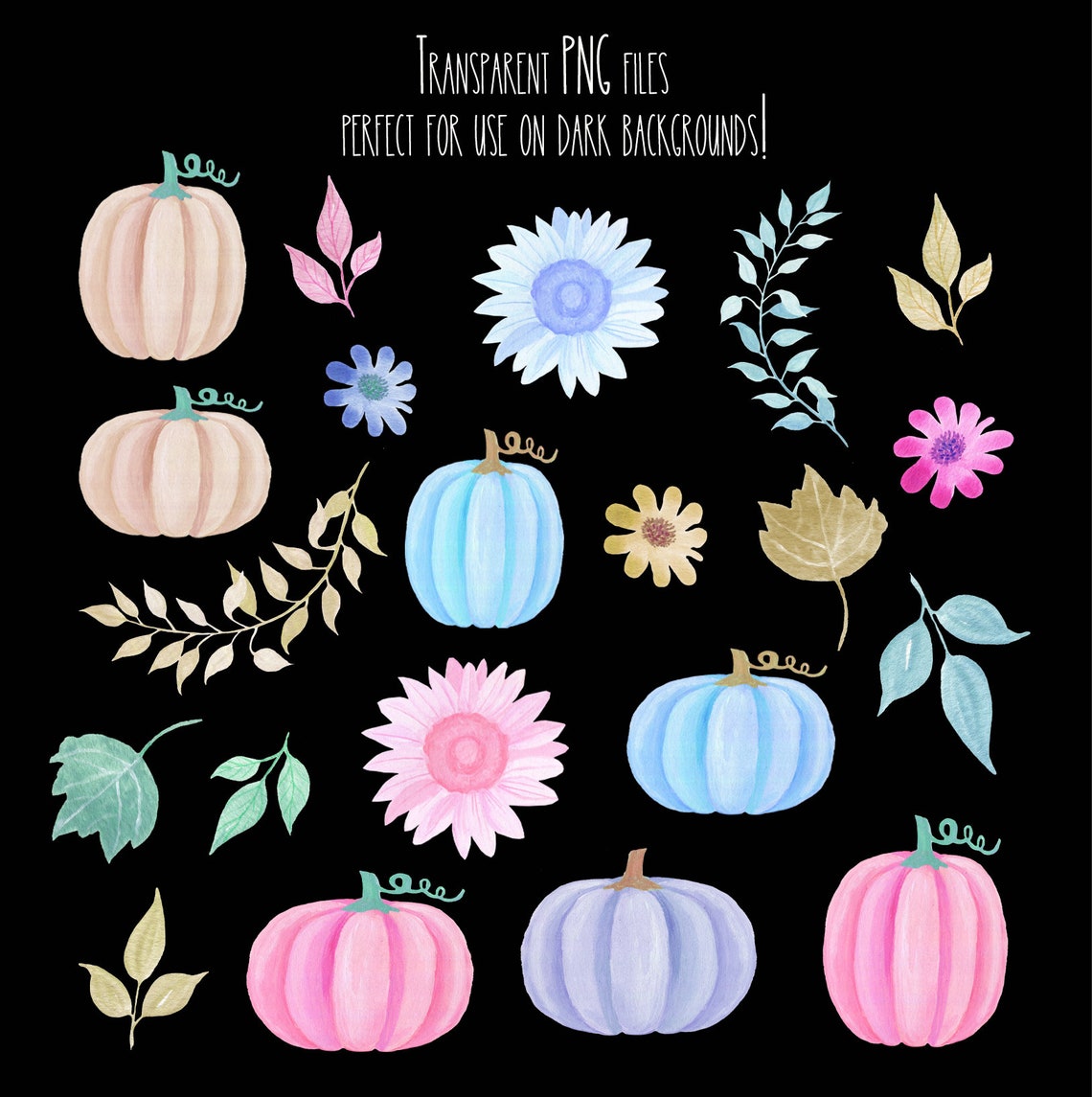 Thanksgiving Clipart, Pumpkin Clipart PNG, Watercolor Clipart, Autumn ...