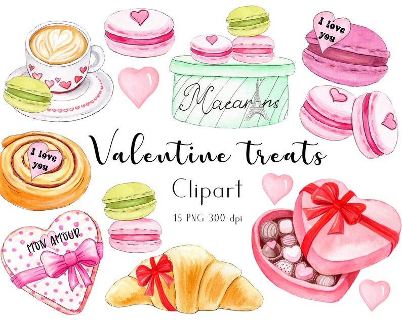 Valentine Day Clipart, Valentines Day Sweets Clipart, Love Clipart ...