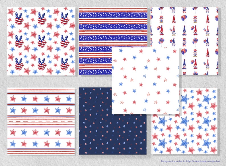 Independence Day Digital Paper, 4th of July Digital Paper, Seamless ...