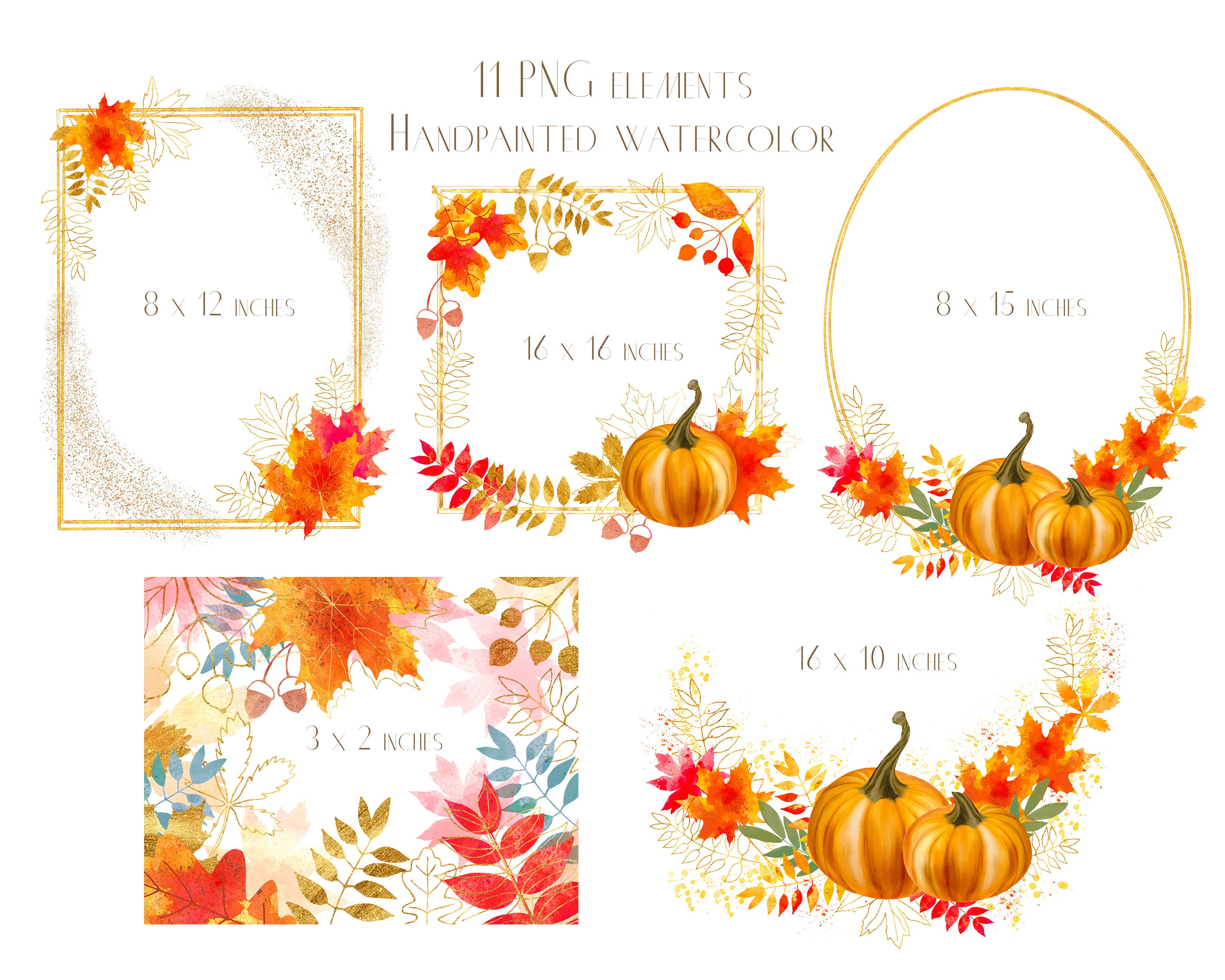 Autumn Frames Clipart Fall Clipart Watercolor Autumn Leaves - Etsy