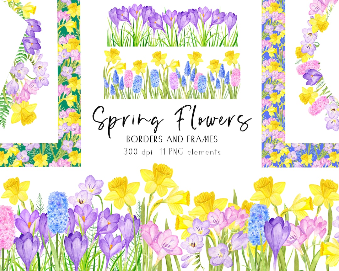 Spring Frame Clipart, Floral Frame Clipart, Floral Borders, Spring ...