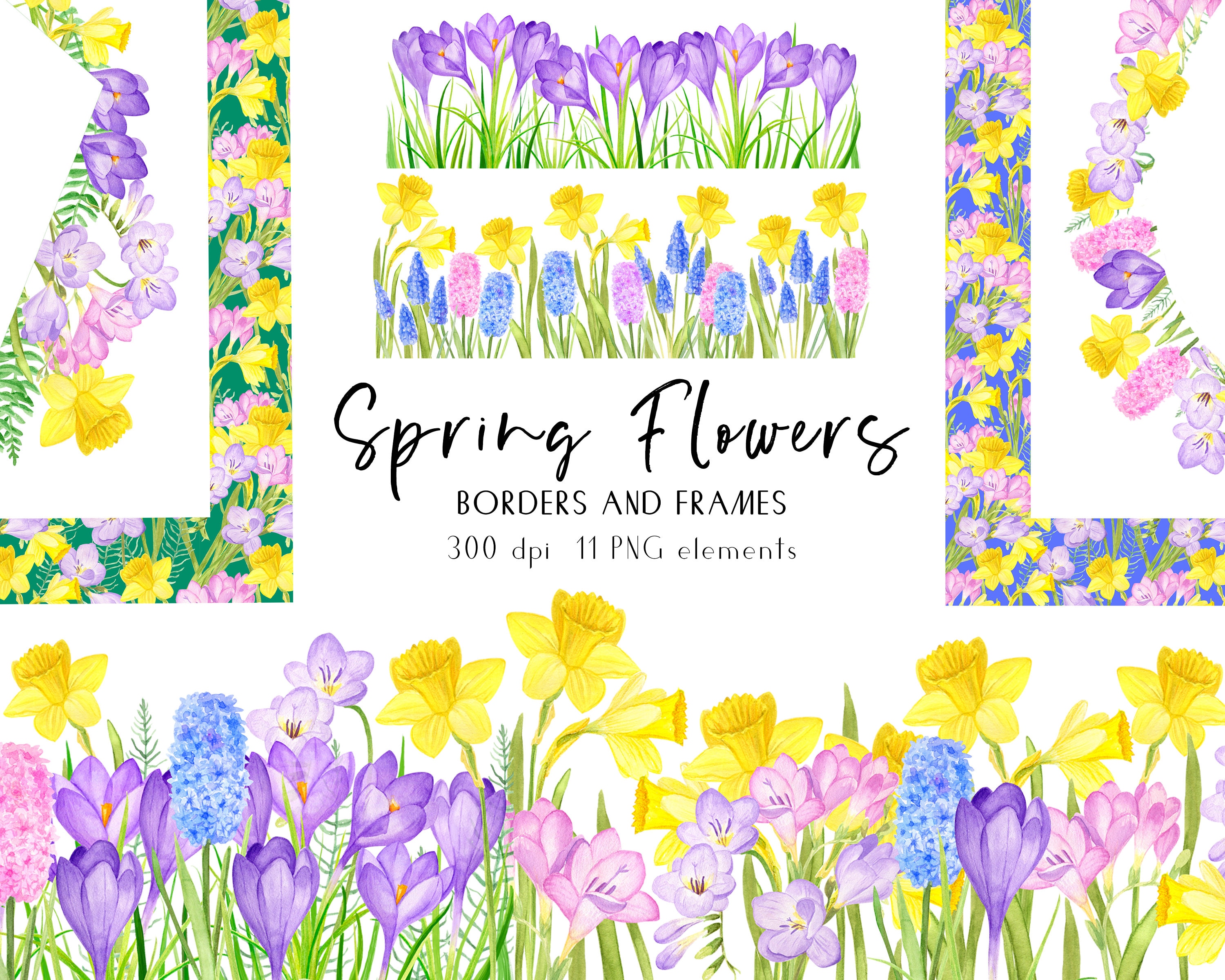 Spring Frame Clipart Floral Frame Clipart Floral Borders - Etsy