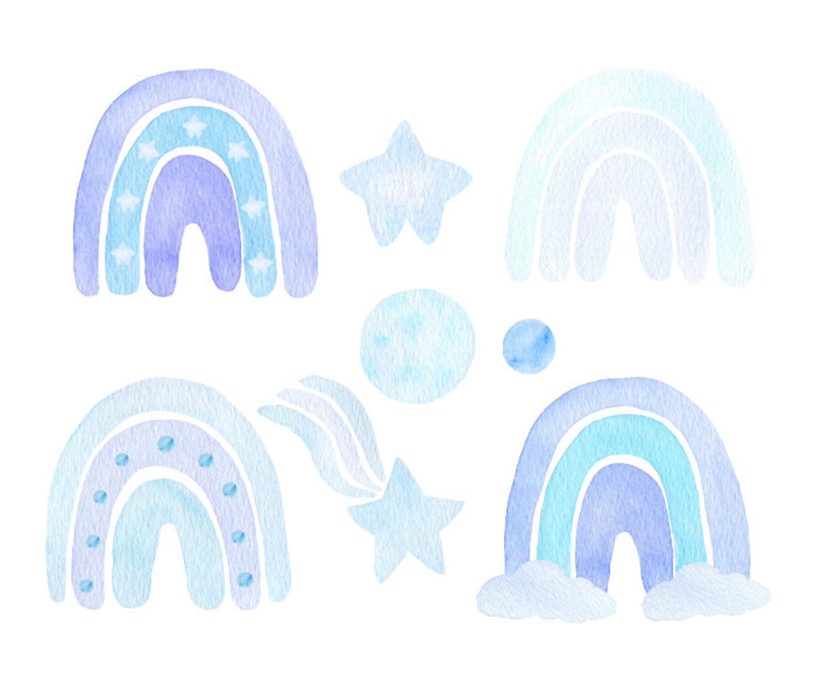 Blue Rainbow Clipart Watercolor Rainbow Clipart Watercolor - Etsy