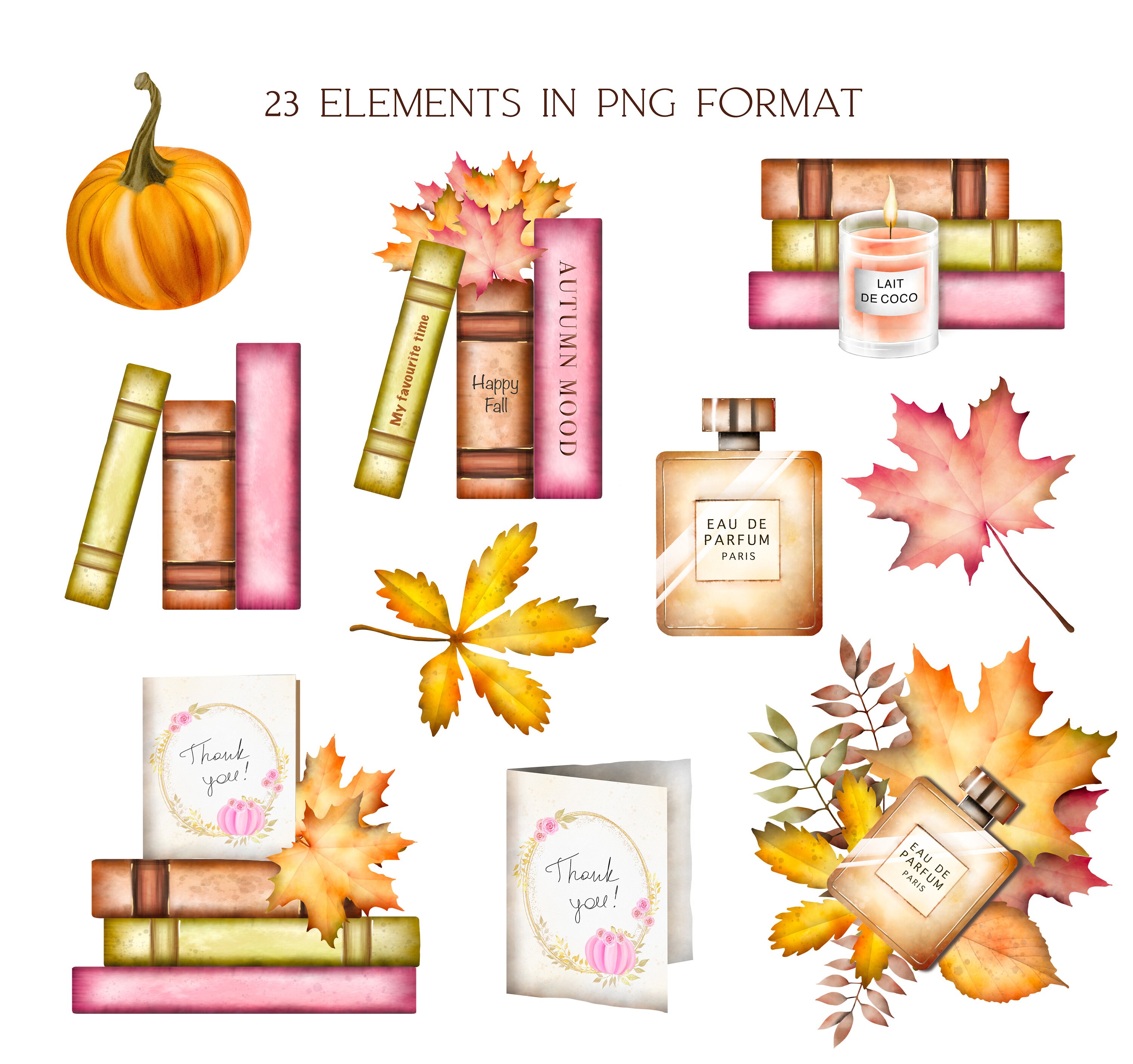 Autumn Clipart, Fall Clipart, Watercolor Autumn Clipart, Thanksgiving ...