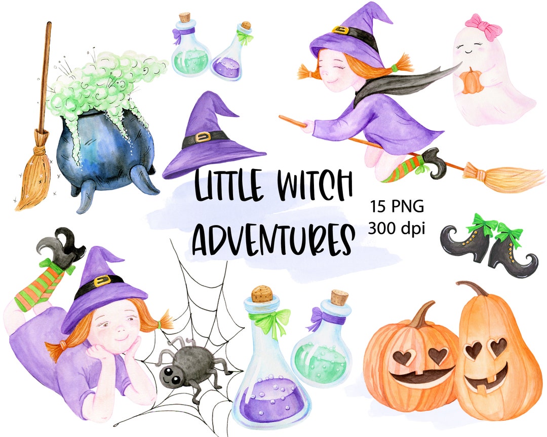 Halloween Clipart Cute Watercolor Clipart Halloween Clipart - Etsy